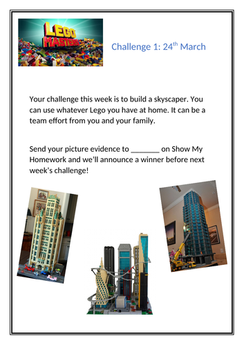 Lego Masters challenges (Stay Home - Covid-19) | Teaching Resources