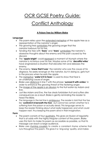 Full GCSE Poetry Anthology Notes [OCR] | Teaching Resources