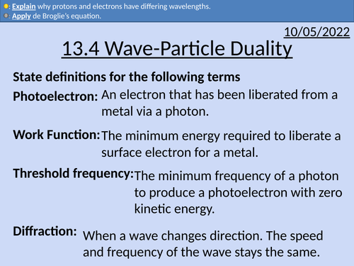 OCR AS level Physics: Wave-Particle Duality | Teaching Resources