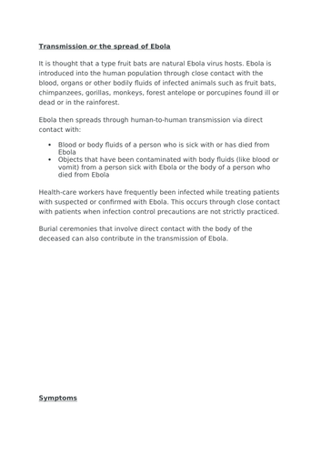 Ebola | Teaching Resources