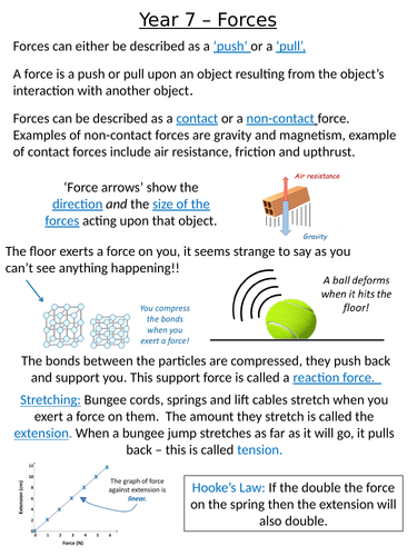Home Learning Pack ~ KS3 ~ Year 7 ~ Forces | Teaching Resources