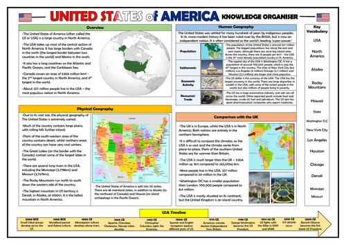 United States of America Knowledge Organiser - KS2 Geography Place ...