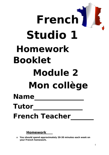 Studio 1 Vocabulary and Homework booklet Module 2 | Teaching Resources
