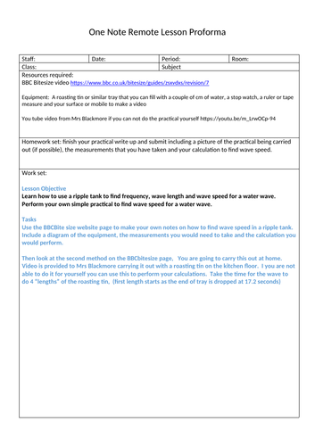 Remote learning wave speed in a ripple tank using BBCbitesize ...