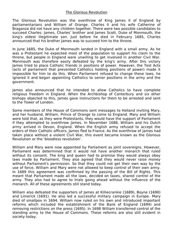 Lesson: What was so ‘glorious’ about the Glorious Revolution ...