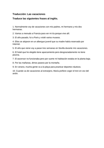 Spanish translation worksheet | Teaching Resources