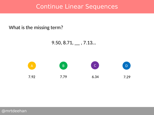Continue Linear Sequences Diagnostic Questions | Teaching Resources Continue Linear Sequences Diagnostic Questions | Teaching Resources