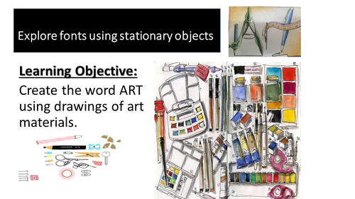 Draw the word art using stationary objects | Teaching Resources