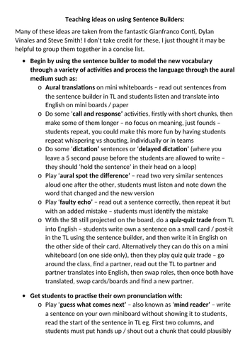 Teaching ideas for using Sentence Builders | Teaching Resources