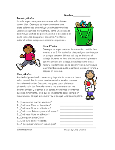 Salud y Bienestar Lectura: Spanish Reading on Healthy Habits | Teaching ...