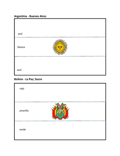 Spanish Speaking Countries Flags Coloring Pages