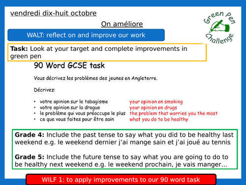 Secondary French resources: healthy living