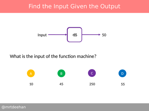 Find The Input Given The Output Diagnostic Questions Teaching Resources 