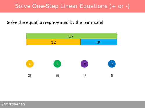 Solve One-Step Questions (+ or -) Diagnostic Questions | Teaching Resources