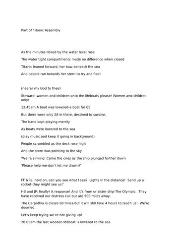 Titanic performance poem | Teaching Resources