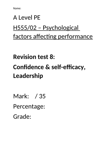 Sport Psychology Exam Questions: Sports confidence, self-efficacy ...