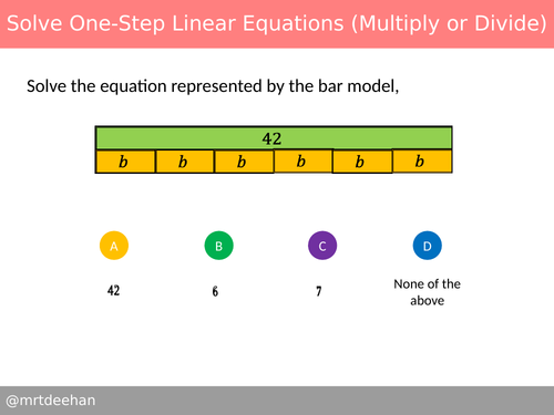 Solve One-Step Linear Equations (Multiply or Divide) Diagnostic ...