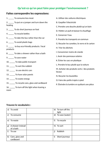 Qu'est-ce qu'on peut faire pour protéger l’environnement lesson ...