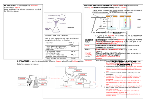 Separation Techniques Learning Mat + MS (Year 7) | Teaching Resources