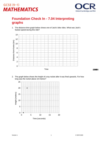 OCR Maths: Foundation GCSE - Check In Test 7.04 Interpreting graphs ...