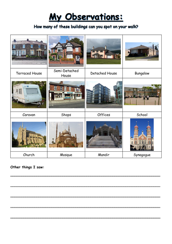 Geography Buildings Observation Walk KS1 | Teaching Resources