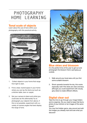Photography Home Learning Week One | Teaching Resources