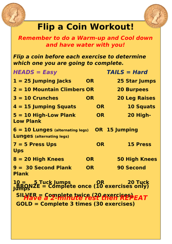 Heads or Tails Fitness | Teaching Resources