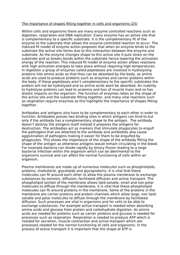 New specification A-level biology essay: The importance of shapes ... New specification A-level biology essay: The importance of shapes ...