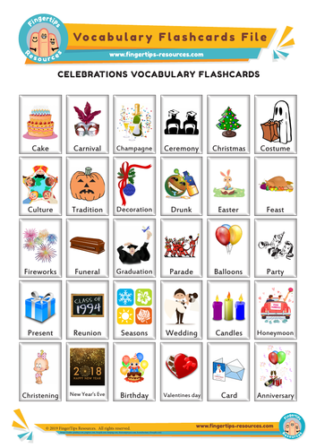 Celebrations Vocabulary Flashcards | Teaching Resources