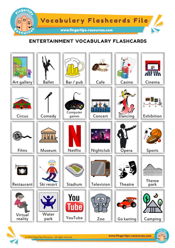 Entertainment Vocabulary Flashcards | Teaching Resources