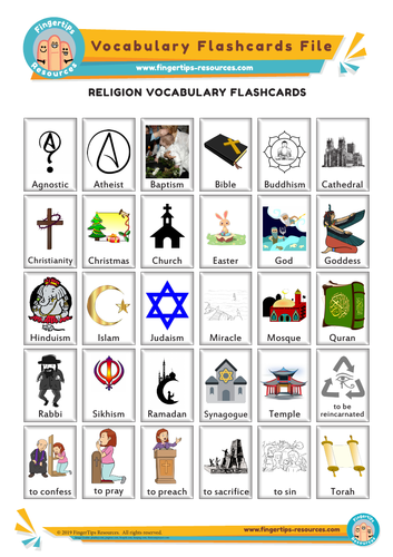 Religion & Faith Vocabulary Flashcards | Teaching Resources