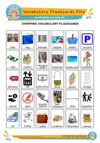 Shopping Vocabulary Flashcards | Teaching Resources