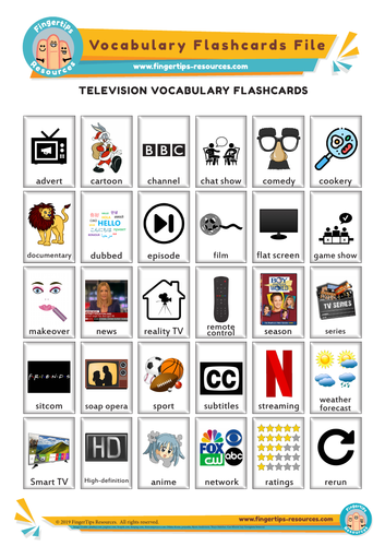 Television Vocabulary Flashcards | Teaching Resources