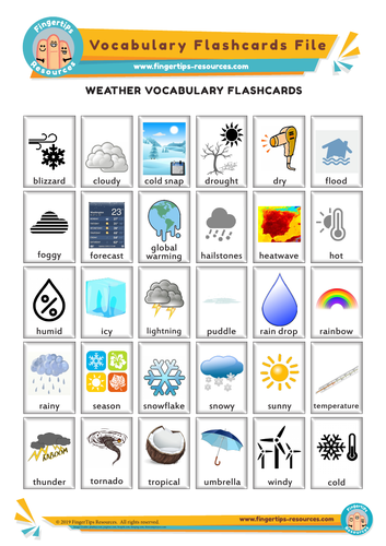 Weather & Climate Vocabulary Flashcards | Teaching Resources