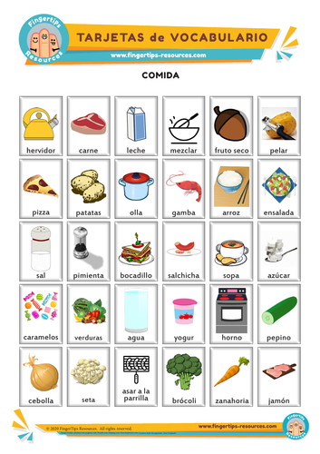 Comida - Vocabulary Flashcards | Teaching Resources