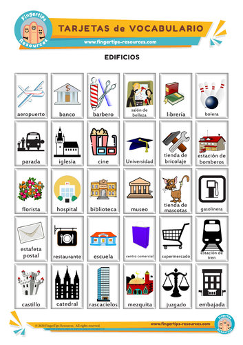 Edificios - Vocabulary Flashcards | Teaching Resources