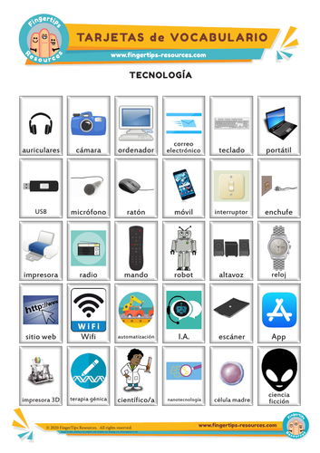 Tecnología y Ordenadores - Vocabulary Flashcards | Teaching Resources