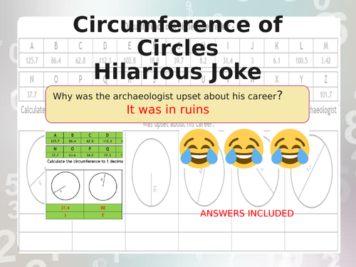 Circumference of A Circle Joke Codebreaker | Teaching Resources