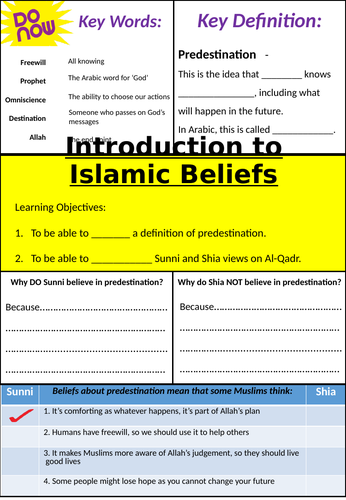 Predestination in Islam - Al Qadr. | Teaching Resources