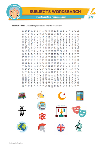 School Subjects Vocabulary Word Search | Teaching Resources