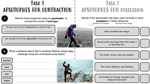 Apostrophes for Possession and Contraction | Teaching Resources