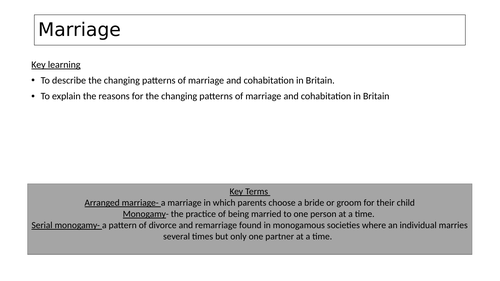 Sociology of the Family- Marriage | Teaching Resources