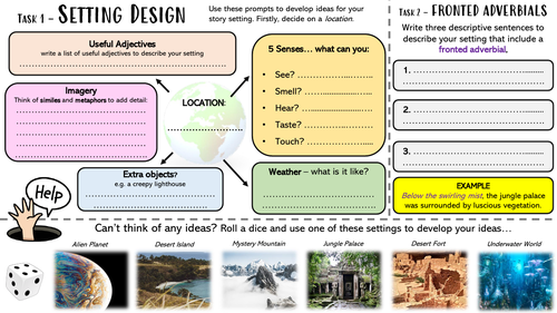 Setting creation and fronted adverbial activity | Teaching Resources