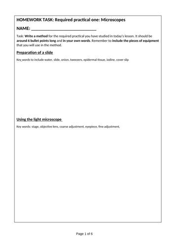 Microscopes required practical | Teaching Resources Microscopes required practical | Teaching Resources