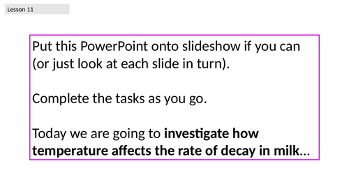 HOME LEARNING - KS4 TRIPLE Ecology Lesson 11- Decay required practical ...