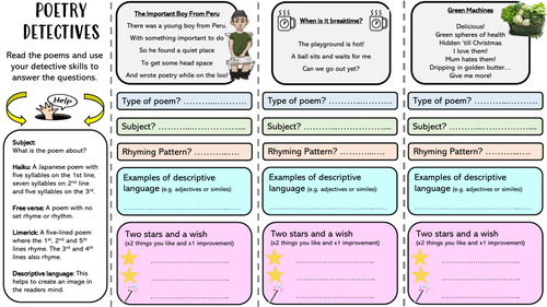 Analysing different types of poem | Teaching Resources