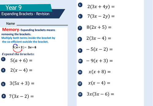 Expanding single brackets. | Teaching Resources Expanding single brackets. | Teaching Resources