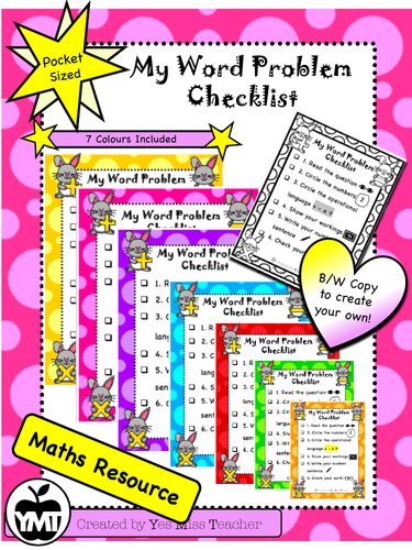 My Maths Word Problem Checklist | Teaching Resources