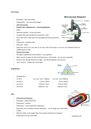 Biology OCR gcse B1 notes | Teaching Resources