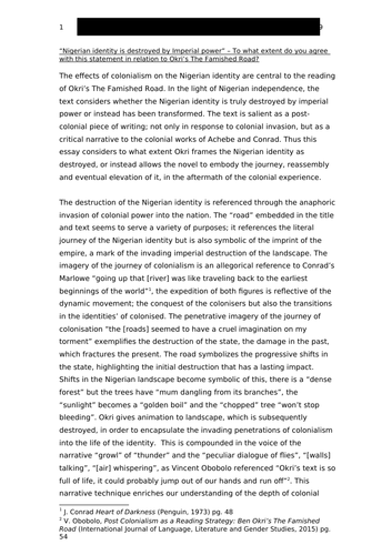 NEA LIT B SPEC FULL MARKS POSTCOLONIAL | Teaching Resources